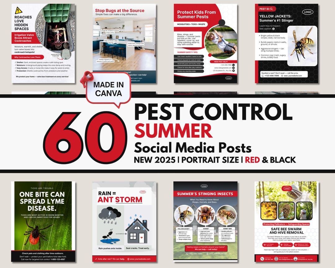 Summer Pest Control Social Media Posts, Instagram Facebook, Edit in ...