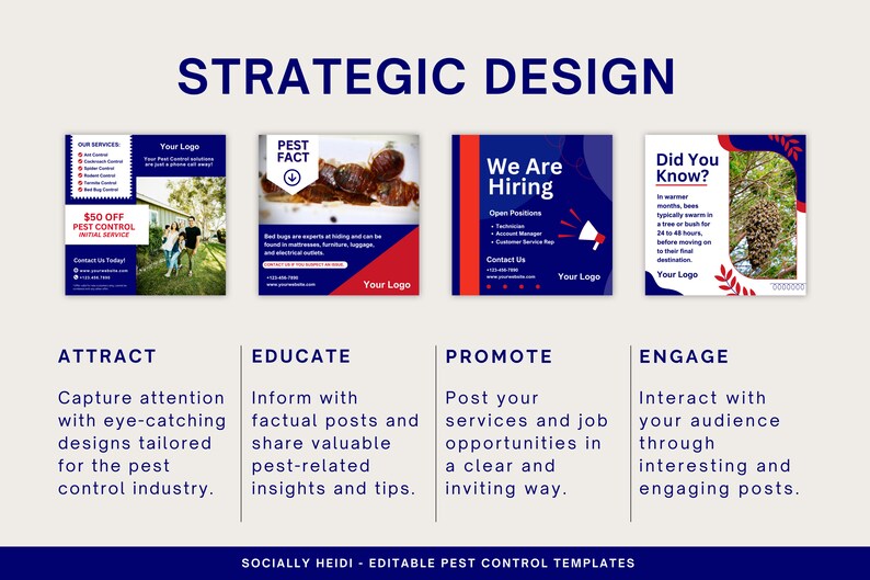 Pest Control Social Media Posts for Instagram and Facebook Blue and Red ...