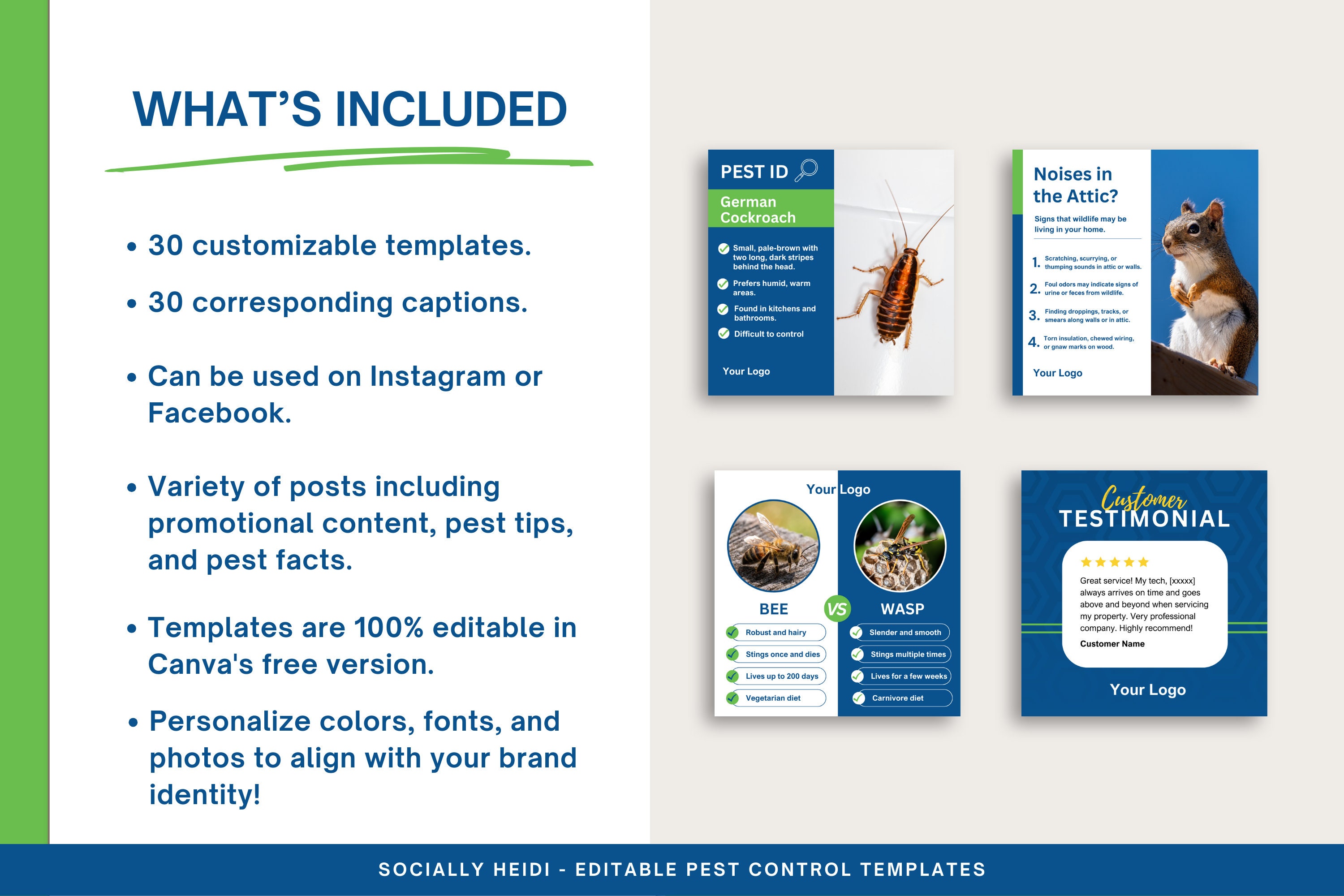 30 Pest Control Year-round Social Media Posts, Canva Templates for Pest ...