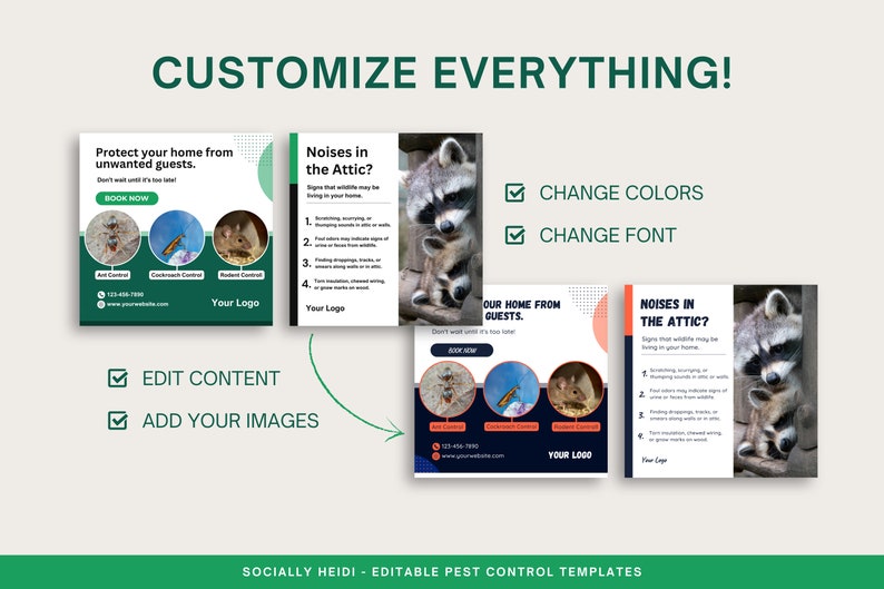 Pest Control Social Media Posts for Instagram and Facebook Green Made ...