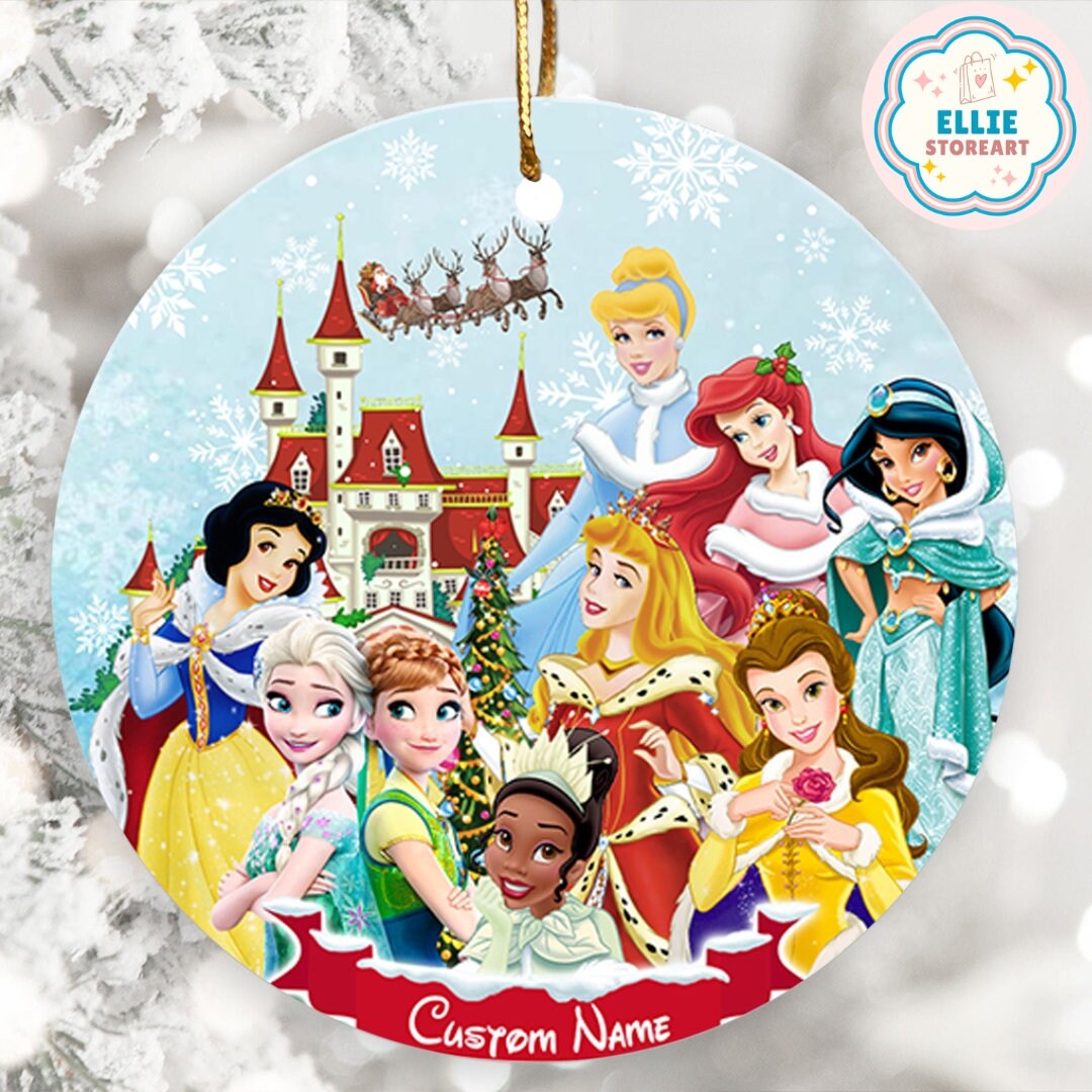Personalized Disney Princess Christmas Ornament, Disney Princess Castle ...