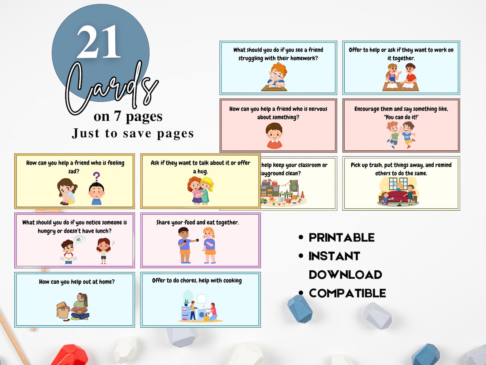 Social Skills Flashcards for Students With Autism, Engaging Social ...