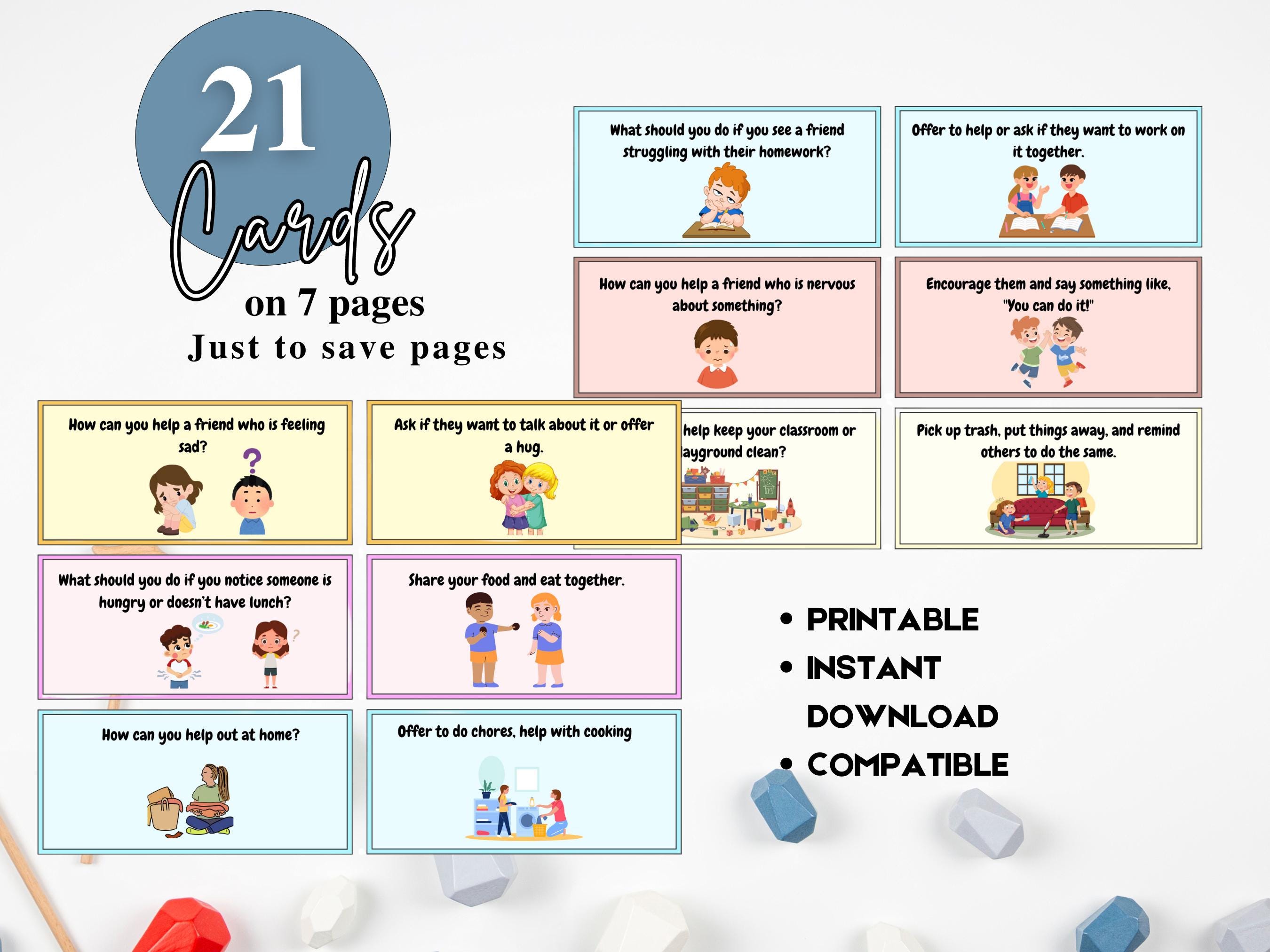 Social Skills Flashcards for Students With Autism, Engaging Social ...