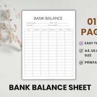 Bank Accounts Tracker Printable Template, Bank Account List, Bank ...