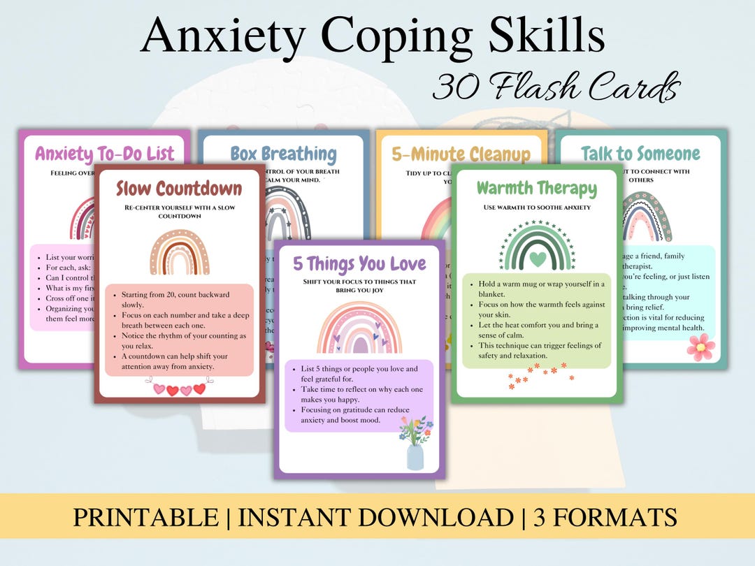Anxiety Cards, Coping Skills, Mindfulness Cards, Anxiety Coping Cards ...