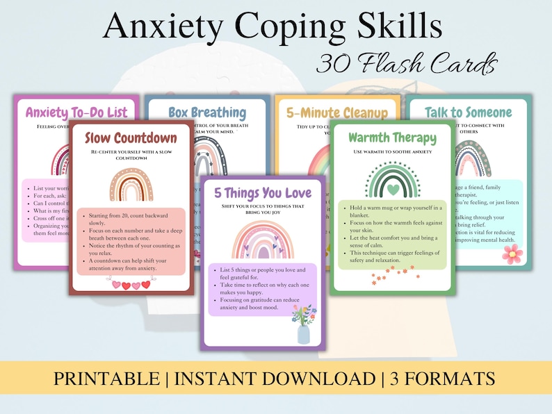 Anxiety Cards, Coping Skills, Mindfulness Cards, Anxiety Coping Cards ...