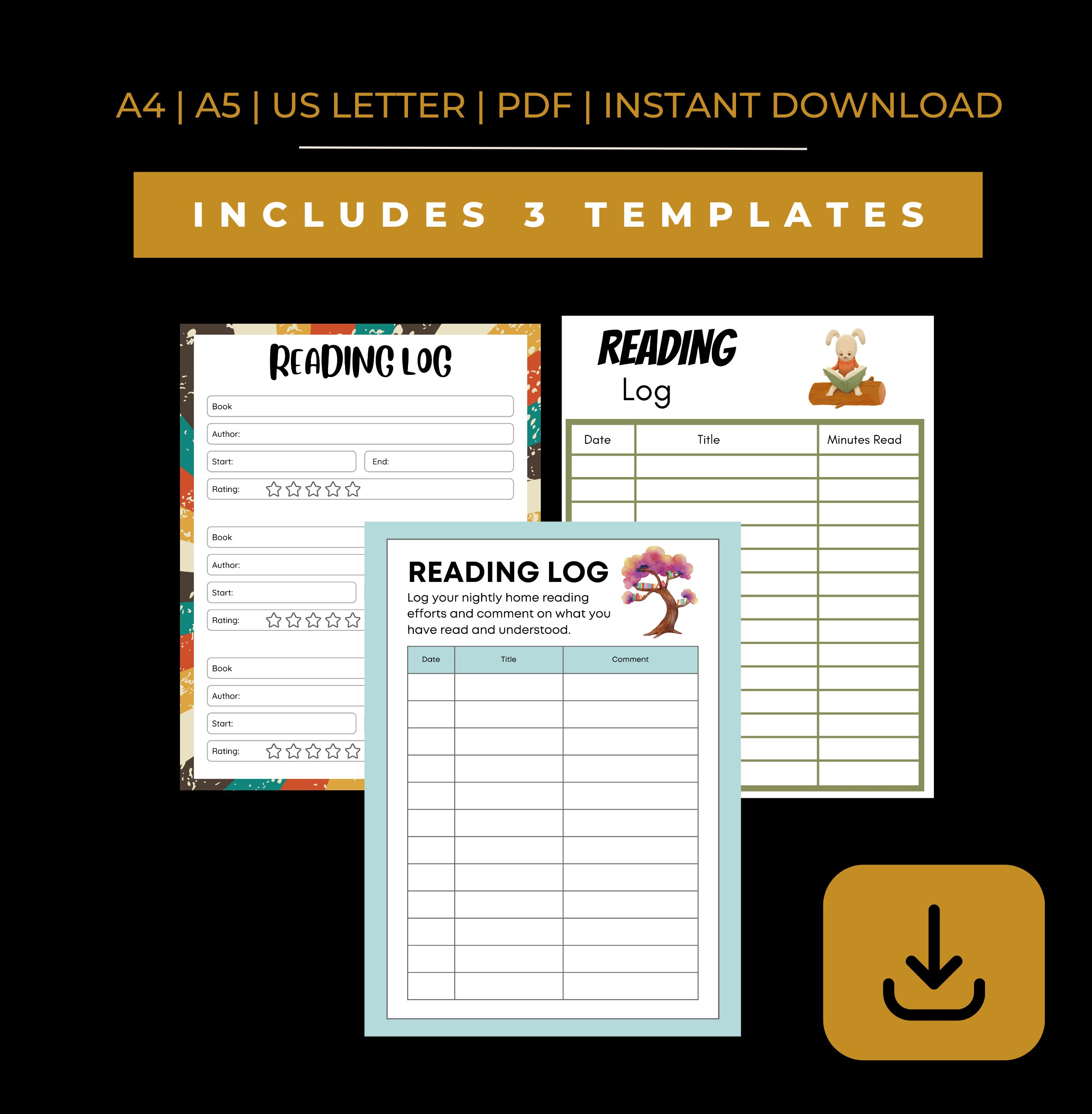 Reading Log Printable, Reading Tracker, Reading Journal, Book Tracker ...