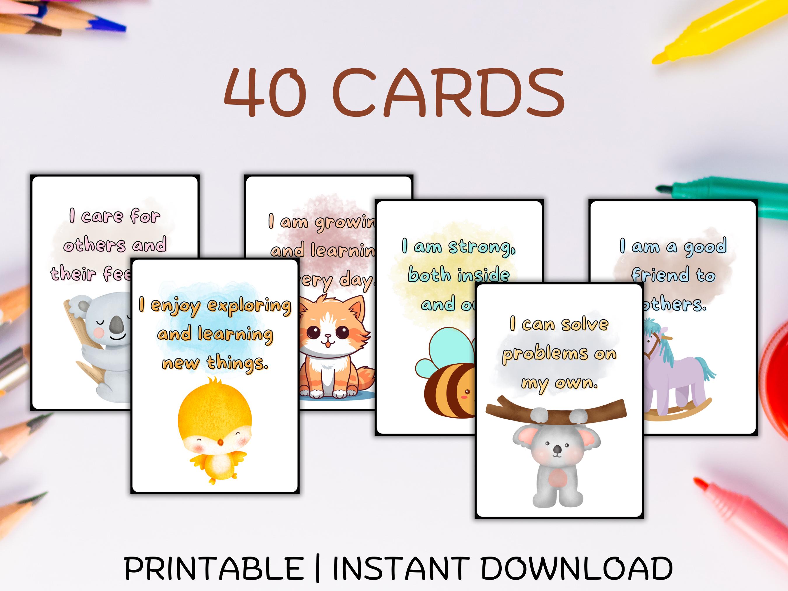 Affirmation Cards for Kids Printable, Positive Affirmation Motivational ...
