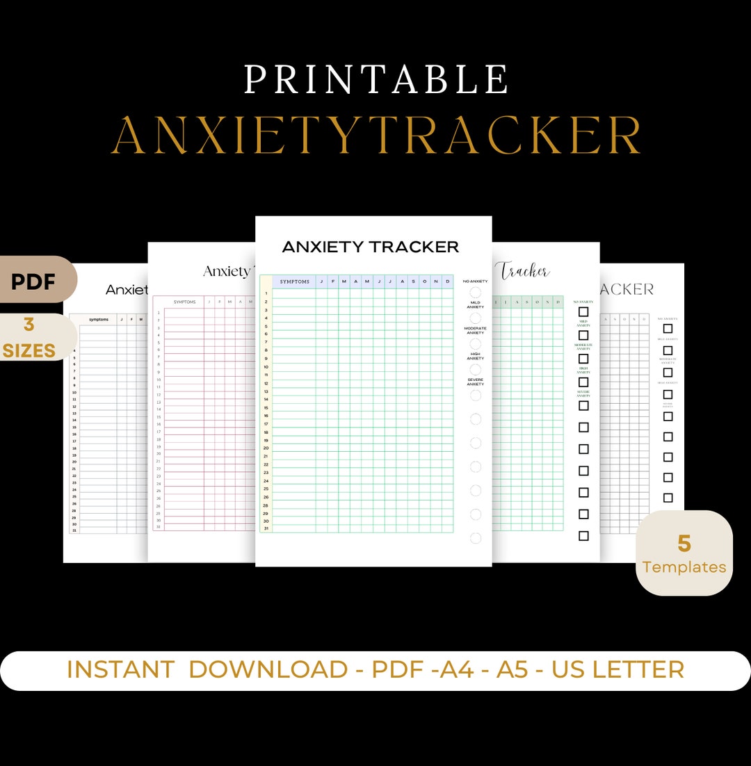 Anxiety Tracker, Daily Mood Tracker, Monthly Anxiety Journal, Mental ...