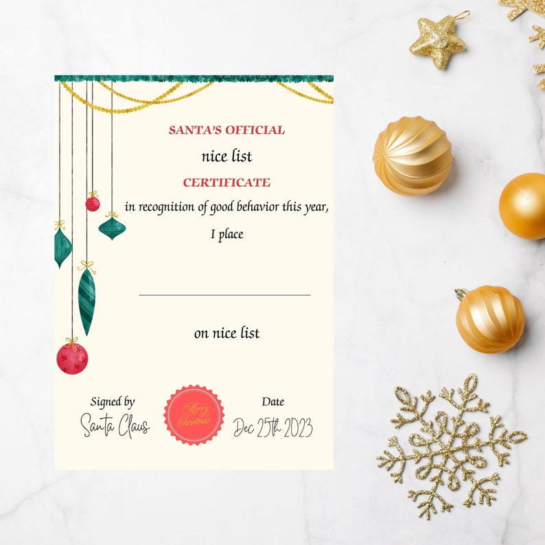 Editable Santa Letter & Nice List Certificate Template, Printable ...