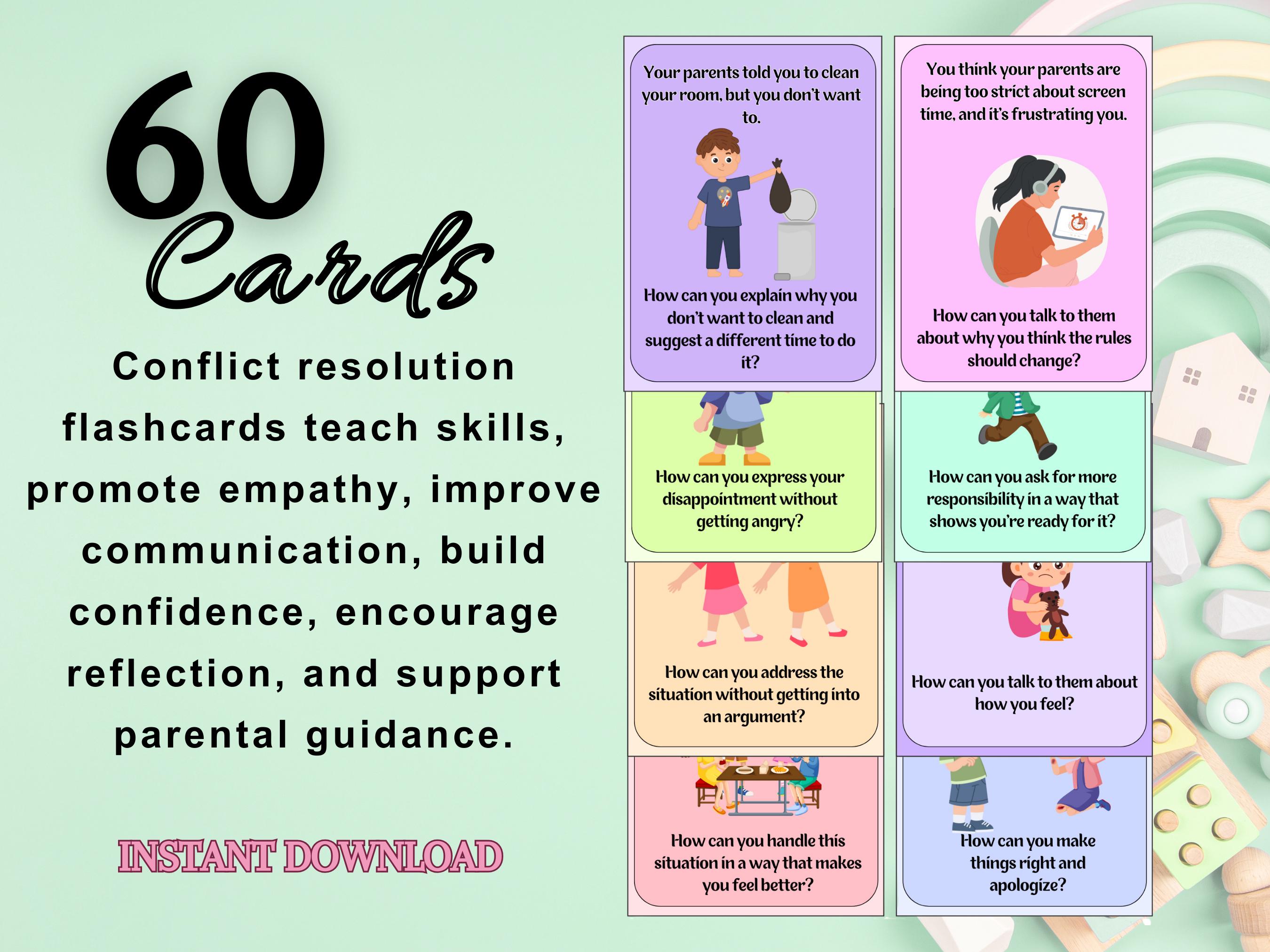 Conflict Resolution Flashcards for Kids, School Teacher SEL Kids Cards ...