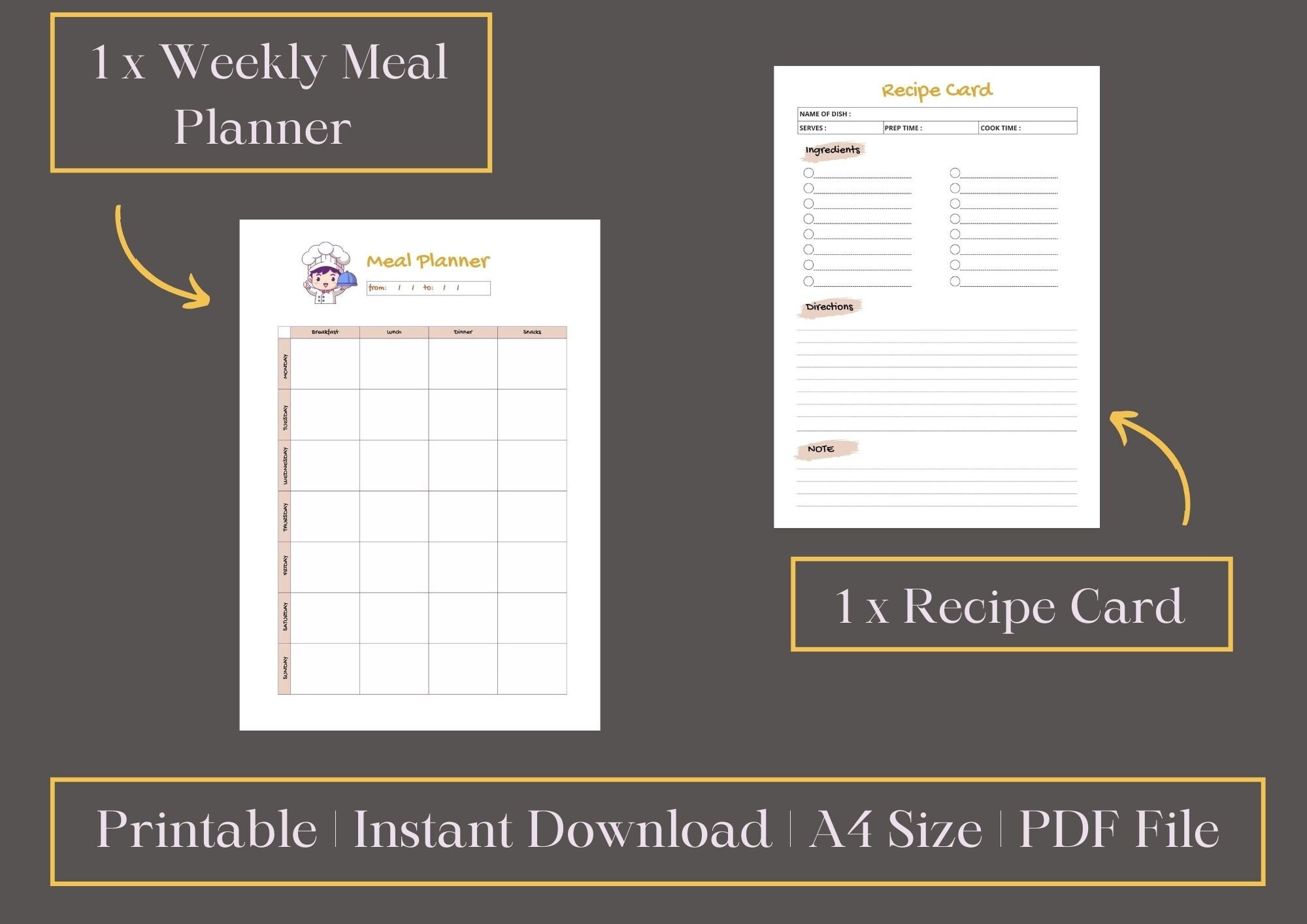 Weekly Meal Planner | Digital Meal Planner| Meal Plan |meal Prep ...