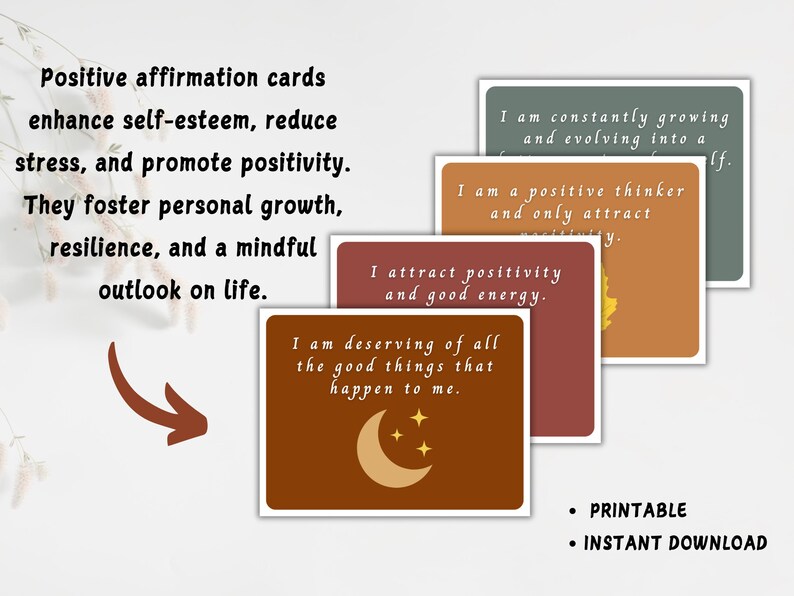 Positive Affirmation Flash Cards, Vision Board Printable, Mindfulness ...