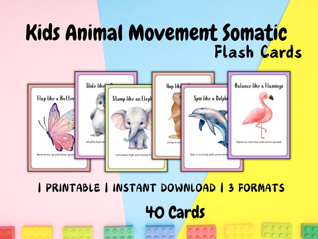 Kids Animal Movement Somatic Cards, Movement Activity, ADHD Transition ...