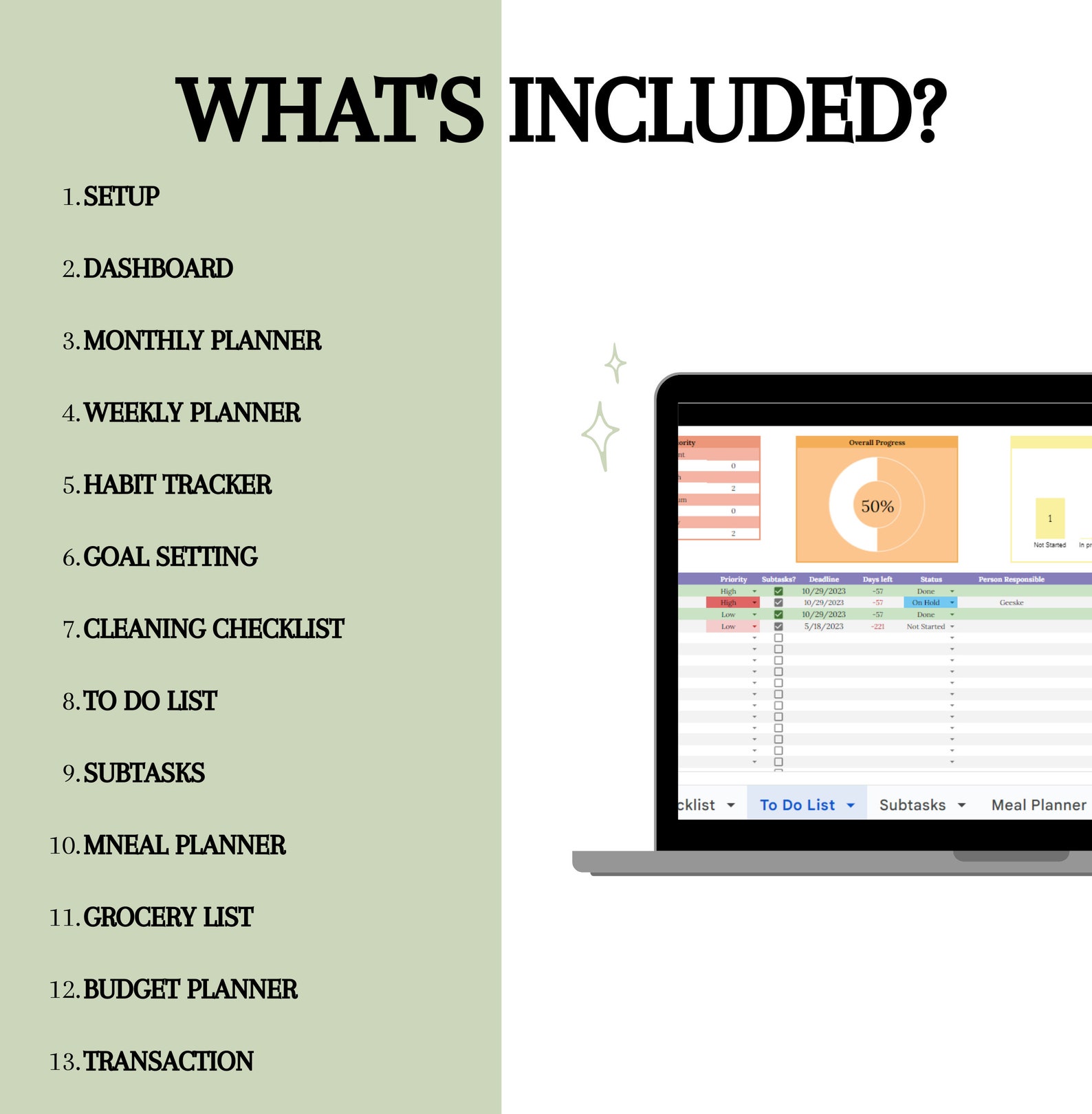 Google Sheet Life Planner Habit Tracker Daily Schedule Task Tracker ...