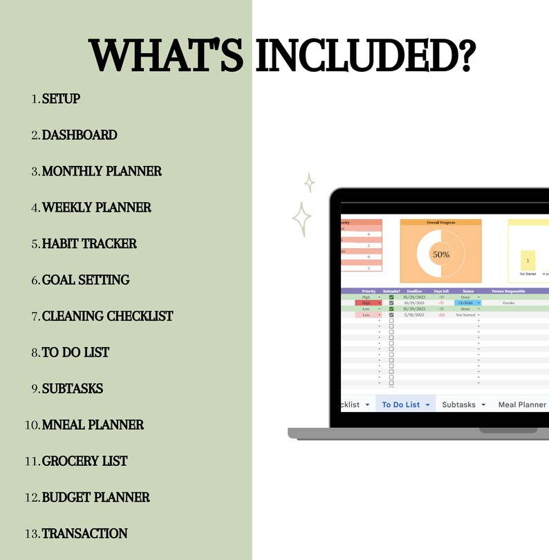 Google Sheet Life Planner Habit Tracker Daily Schedule Task Tracker ...