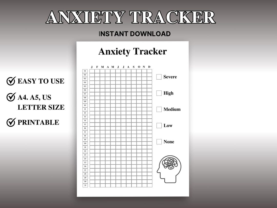 Printable Anxiety Trackers, Track Daily Anxiety Levels, Anxiety Log ...
