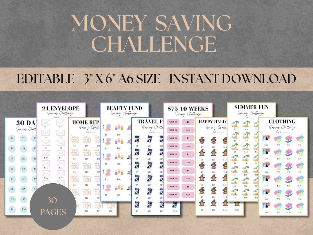 30 Income Savings Challenge Printable, A6 Money Challenge, Cash Stuffing Tracker, Savings ...