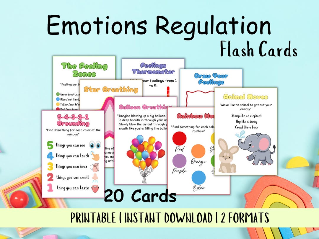 Emotional Regulation Cards for Kids, Anxiety Coping Strategies, Self ...
