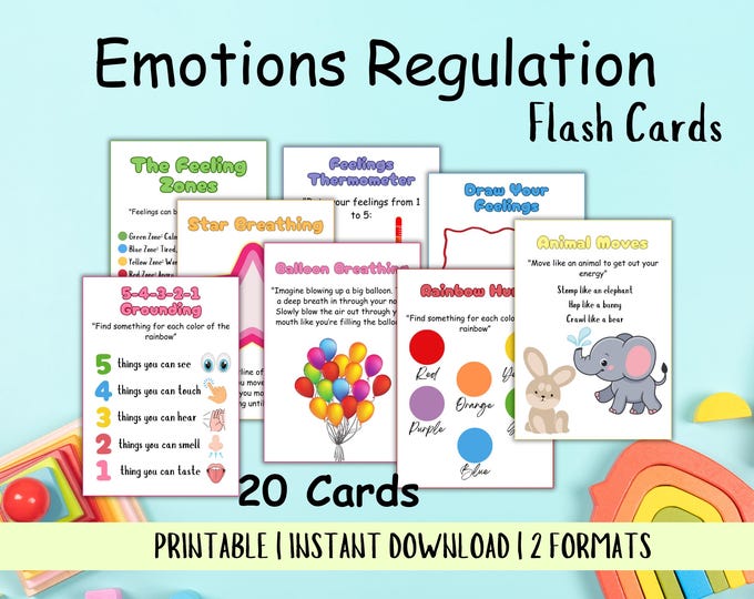 Self Regulation Cards for Kids: Anxiety Coping Flashcards (PDF) - Etsy ...