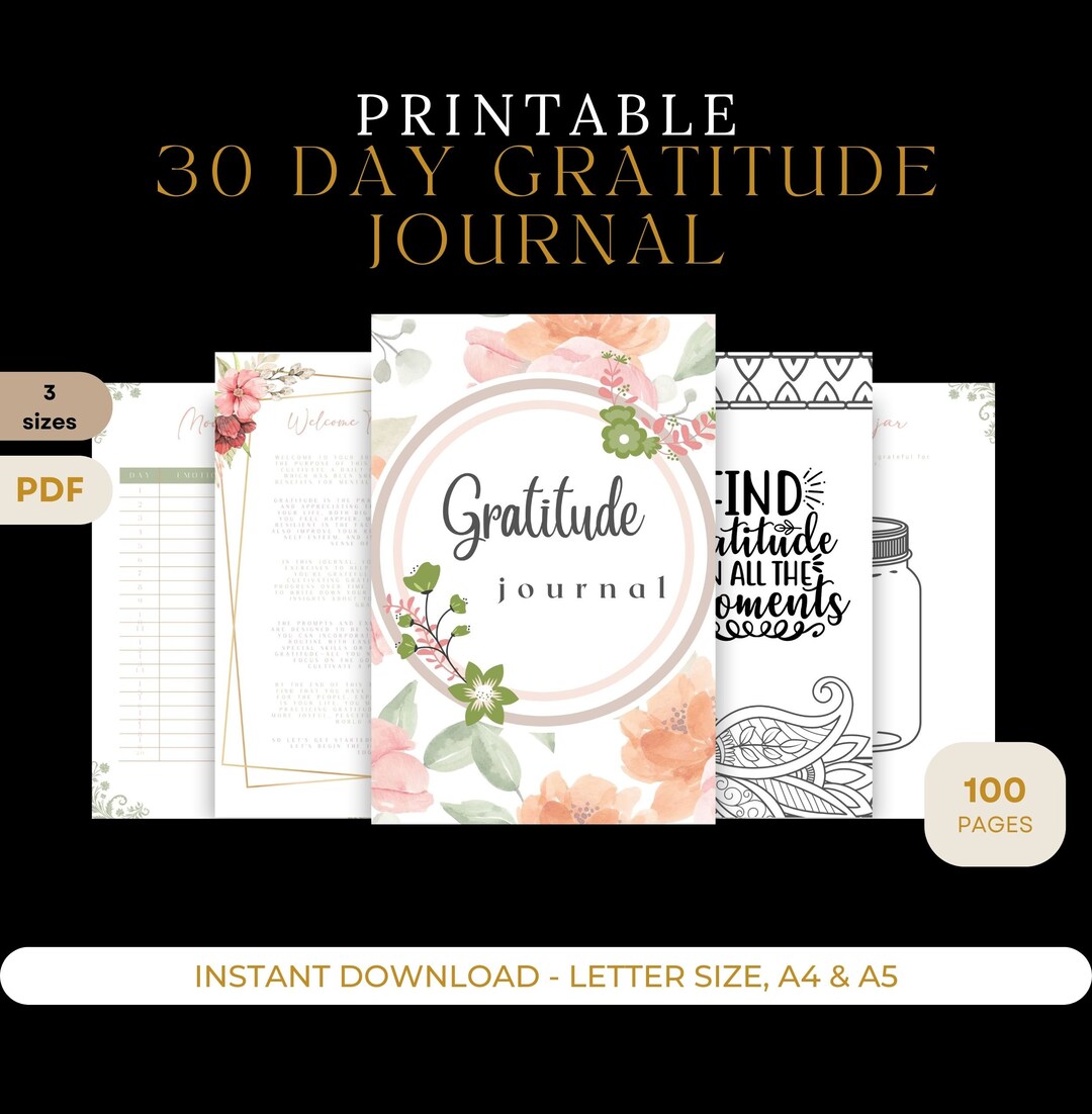 Printable Gratitude Journal, Mindfulness Journal Log , Mood Tracker ...