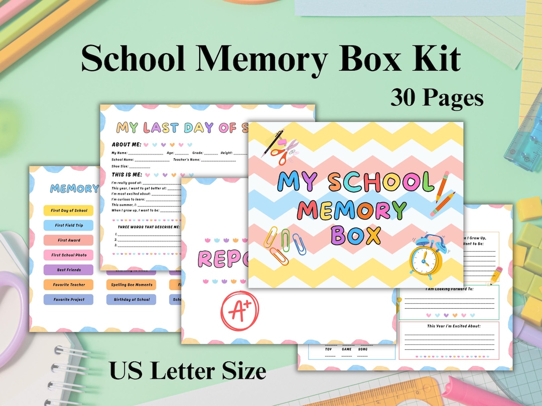 School Memory Box Kit Printable | Kids Keepsake Journal | Childhood ...