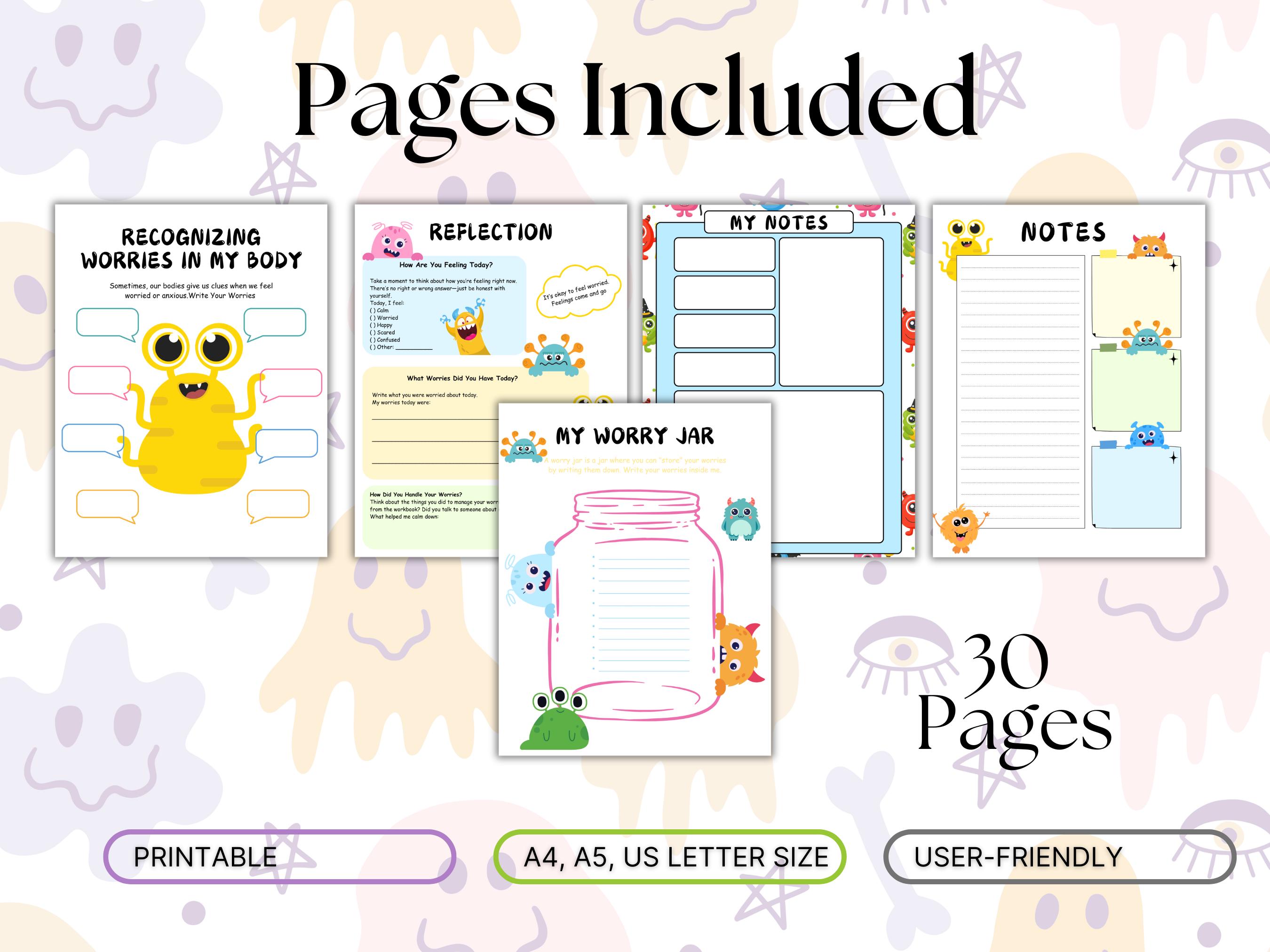 The Worry Monster: Anxiety Workbook for Kids, CBT Worksheets, Coping ...