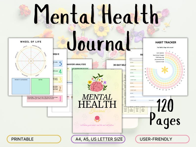 Mental Health Journal Bundle Printable,digital Mentalhealth Planner ...