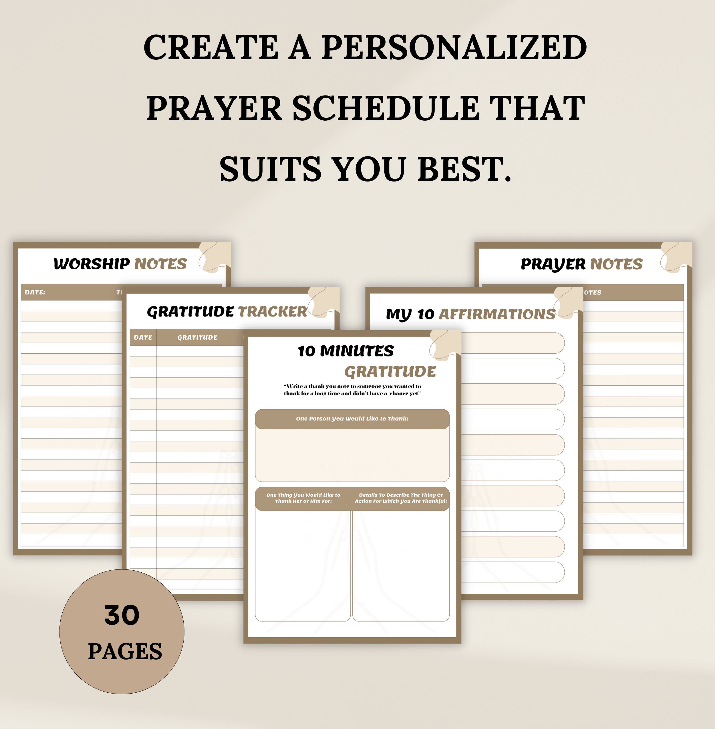 Prayer Journal Bible Study Gratitude Journal Digital Planner PDF Daily ...