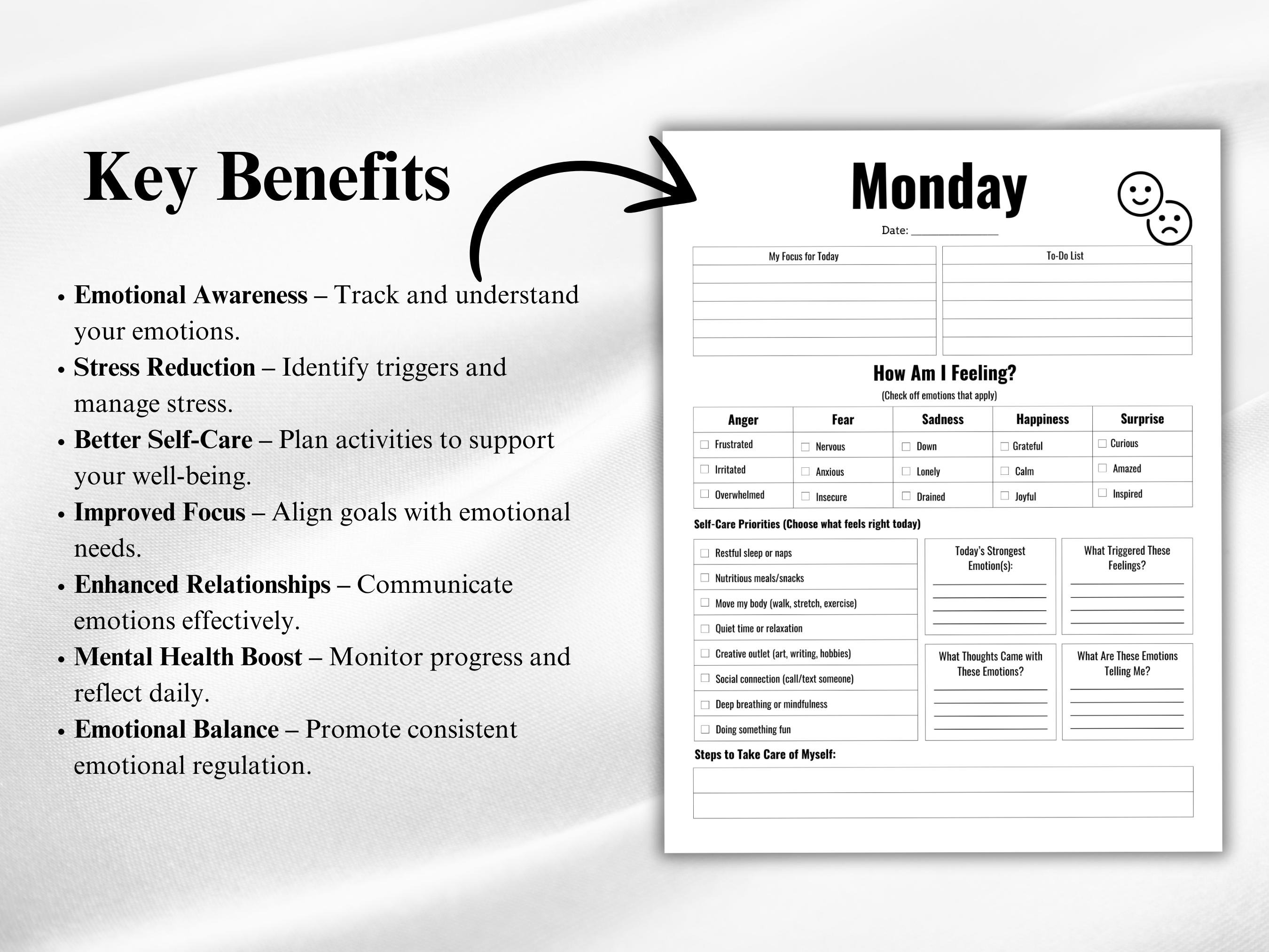 Emotions Planner, DBT Emotional Regulation, Dialectical Behavior ...