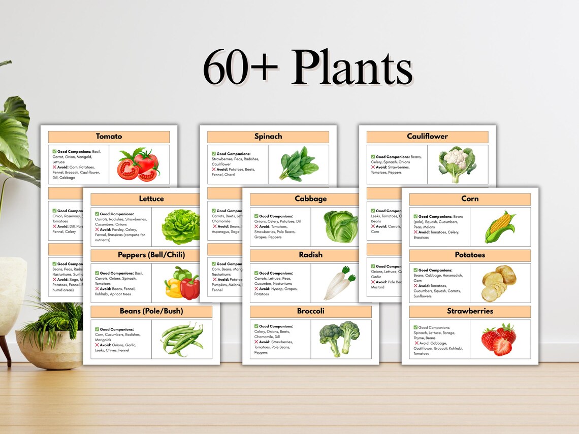Companion Planting Guide Printable, Plant Pairing Cards, Garden Planner ...
