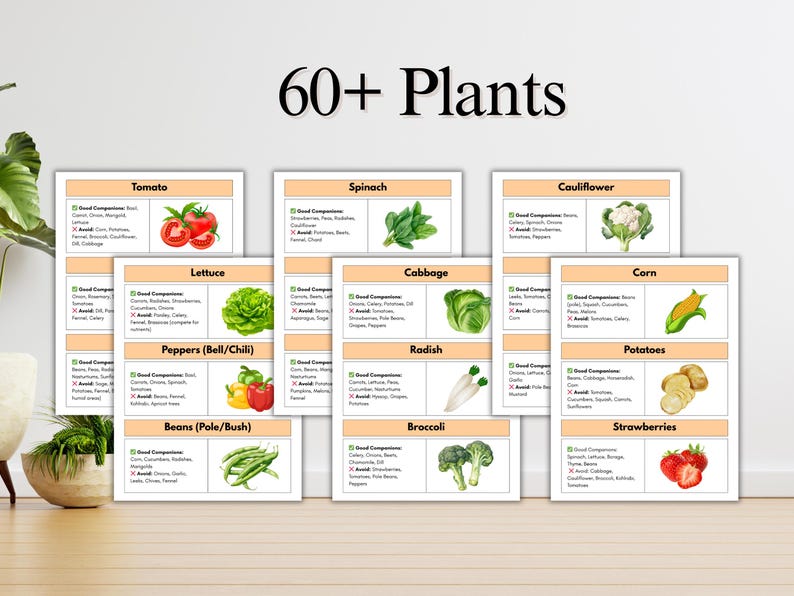 Companion Planting Guide Printable, Plant Pairing Cards, Garden Planner ...