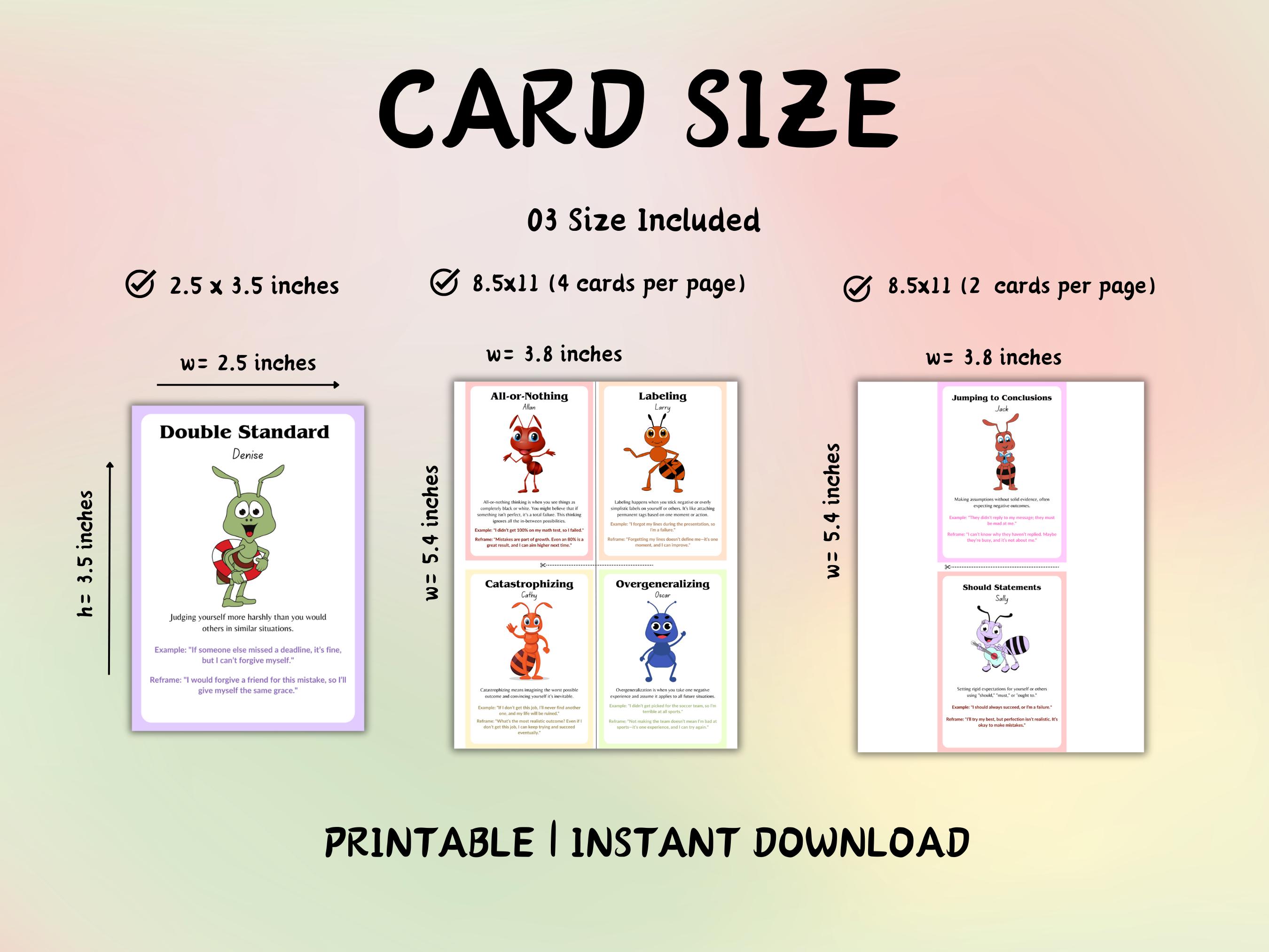 Automatic Negative Thoughts Cards for Kids, Cognitive Distortions ...