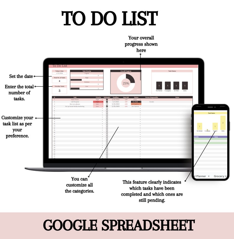 Google Sheet Life Planner Habit Tracker Daily Schedule Task Tracker ...