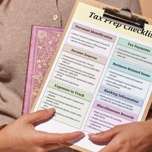 Tax Return Checklist,tax Prep,tax Deductions,tax Prep Checklist,tax Log ...