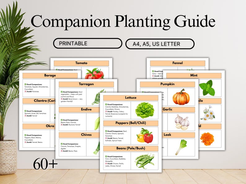 Companion Planting Guide Printable, Plant Pairing Cards, Garden Planner ...