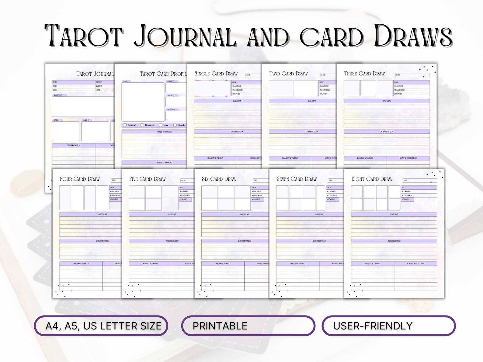 Tarot Journal Printable, Tarot Spreads, Daily Tarot Journal, Tarot ...