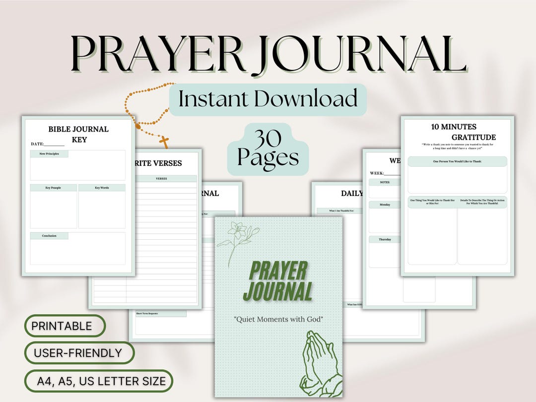Prayer Journal | Bible Study | Gratitude Journal | Printable Planner ...