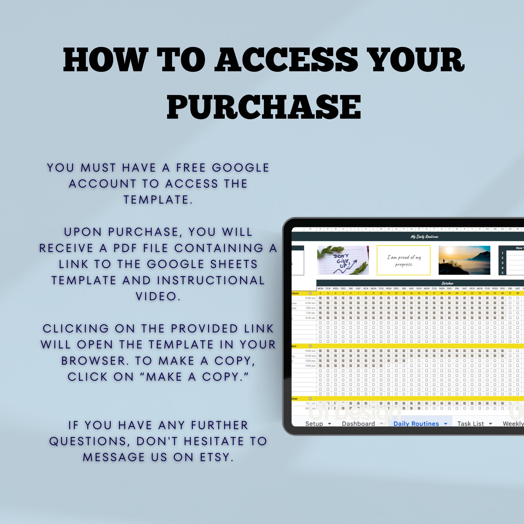 Google Sheet Habit Tracker Excel Spreadsheet Daily Habit Planner Weekly ...