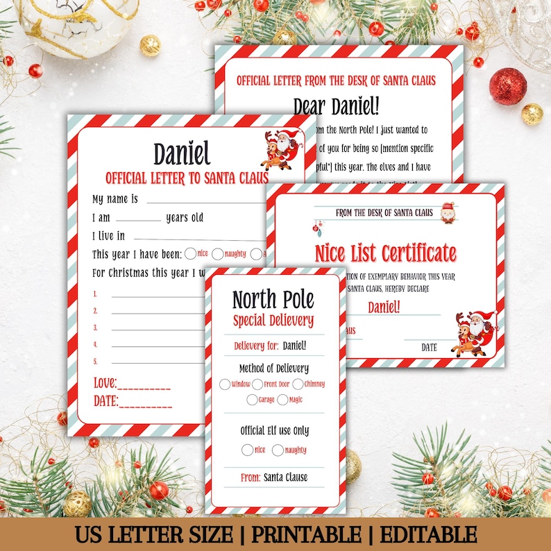 EDITABLE Letter From Santa, Printable Santa Stationary, North Pole Mail ...