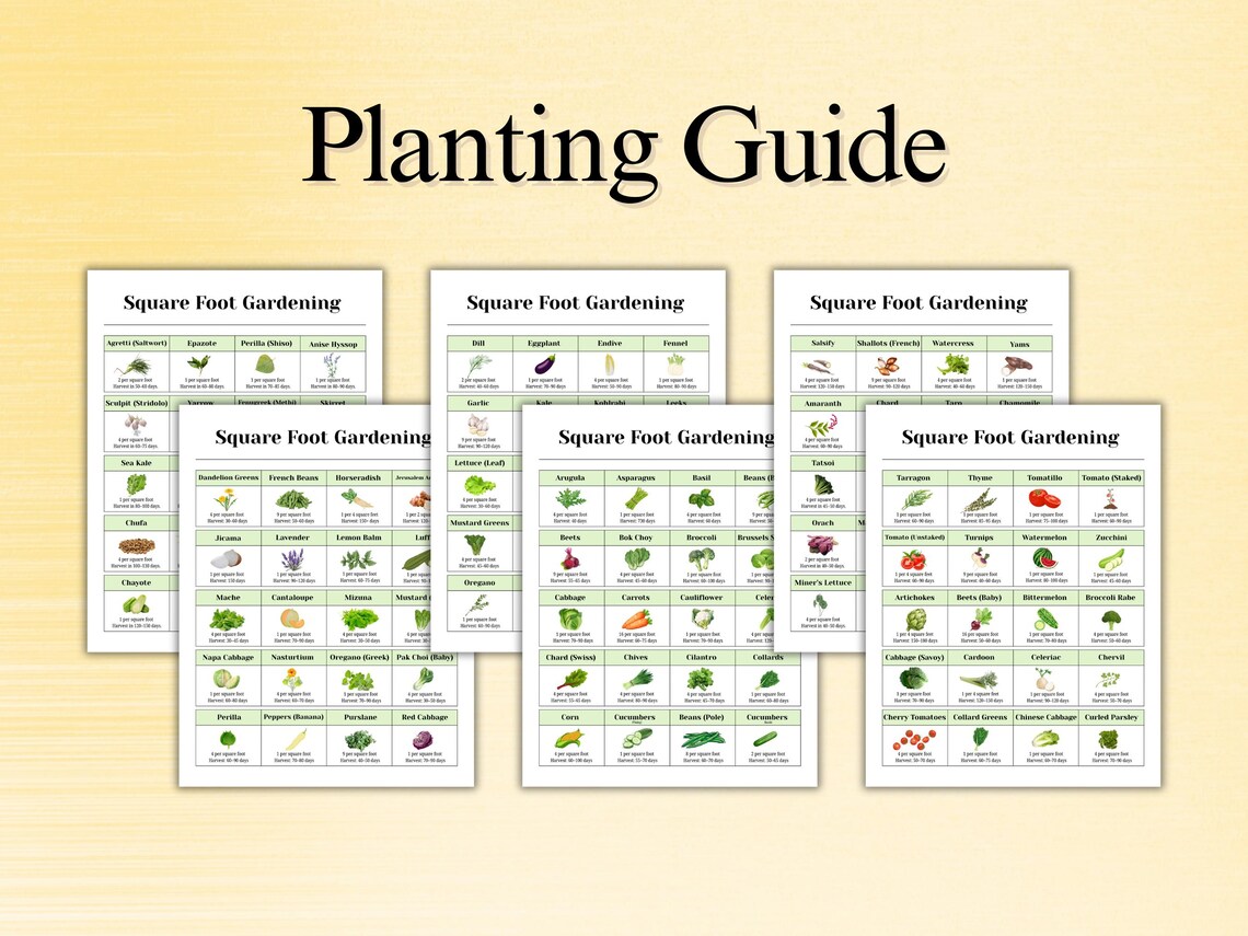 Square Foot Gardening Planner Printable | 140 Plant Spacing Guide ...
