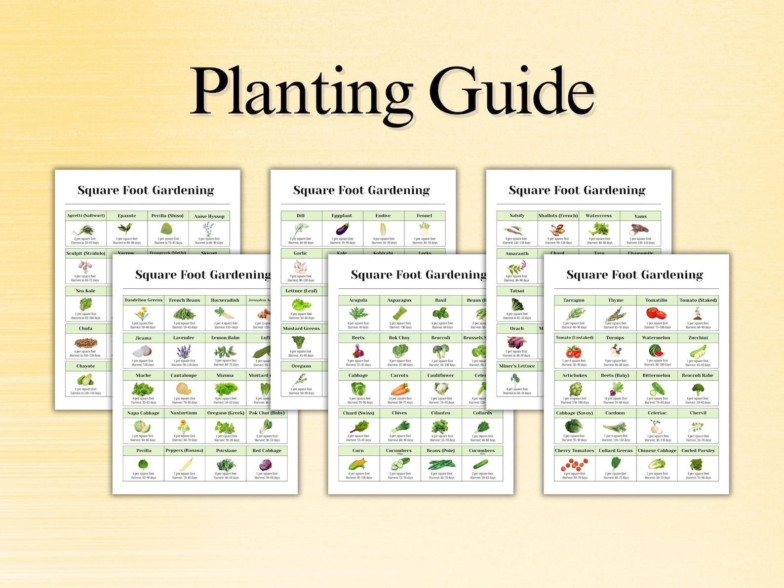 Square Foot Gardening Planner Printable | 140 Plant Spacing Guide ...