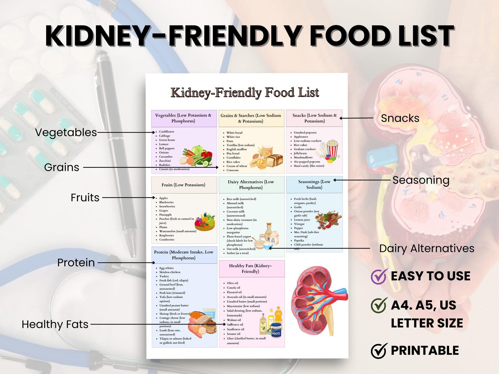 Stage 4 Kidney Friendly Food List, Kidney Disease Food List, Renal Diet ...