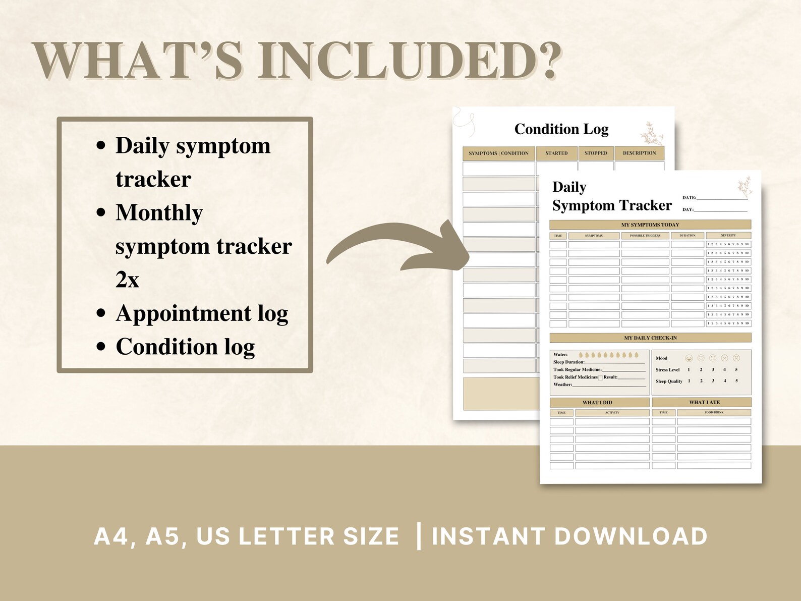 Symptom Tracker Printable, Medical Health Monitoring, Symptom Recording ...