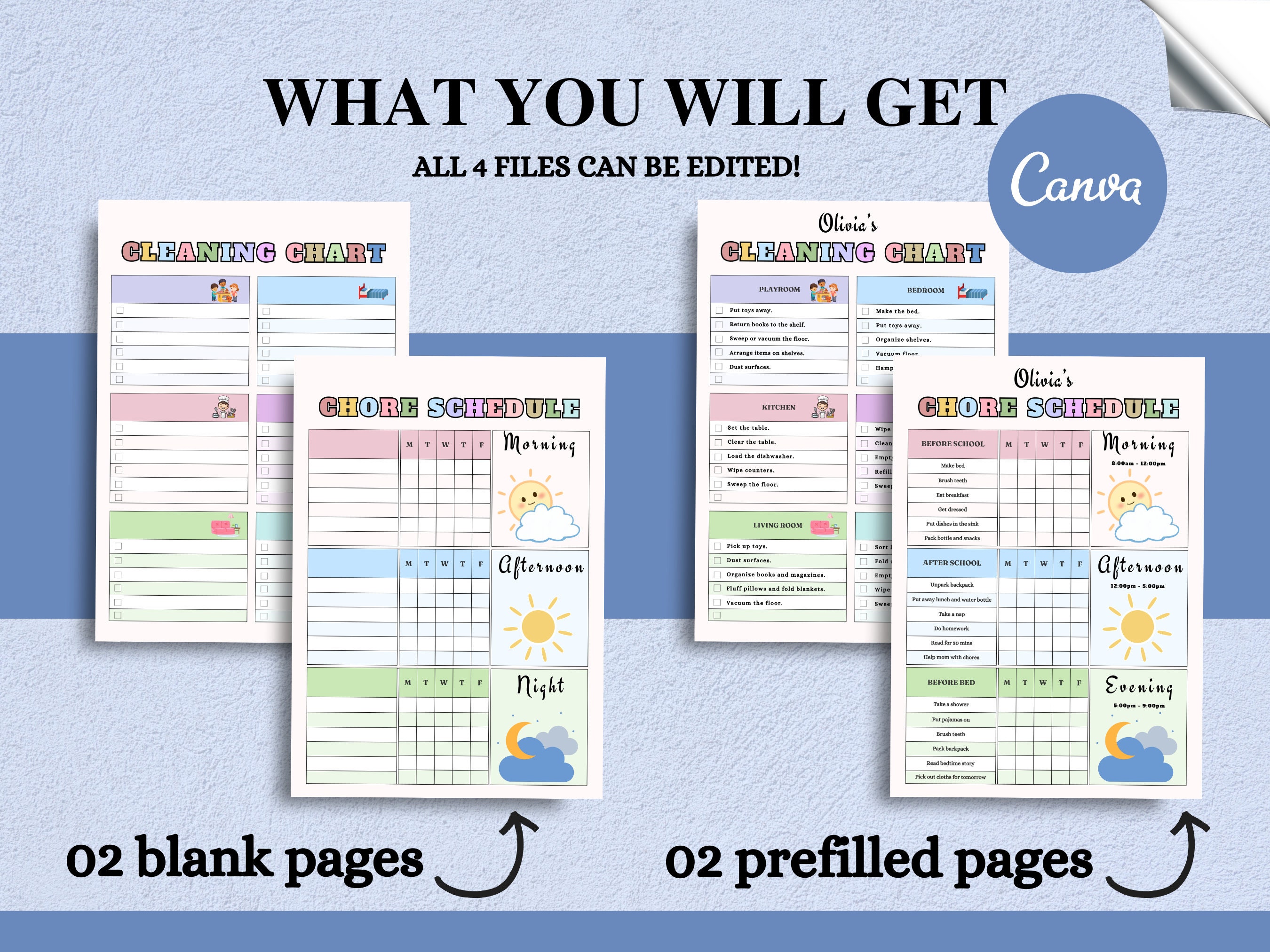 Editable Kids Daily Routine Cards, Chore Cards for Kids , Daily and ...