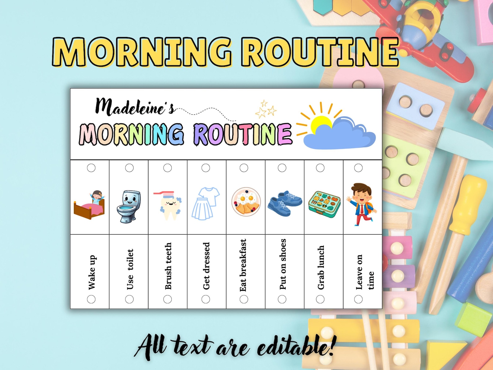 Editable Chore Chart, Responsibility Chart, Routine Checklist, Routine ...