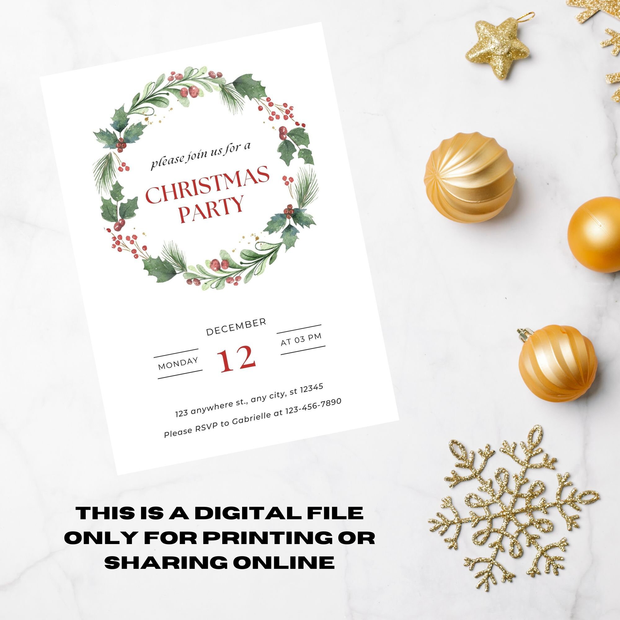 Editable Christmas Party Invitation Christmas Party Invite Holiday ...