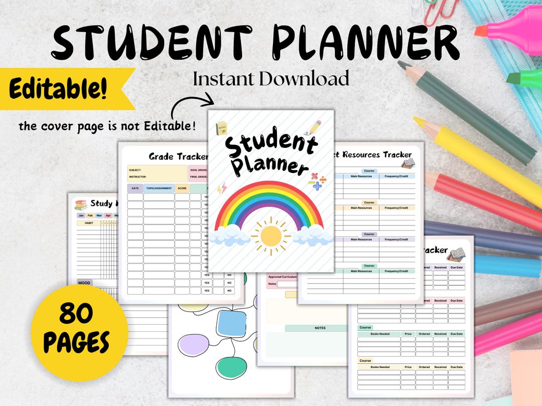 Printable Planner, Printable Student Planner Bundle, Study Planner ...
