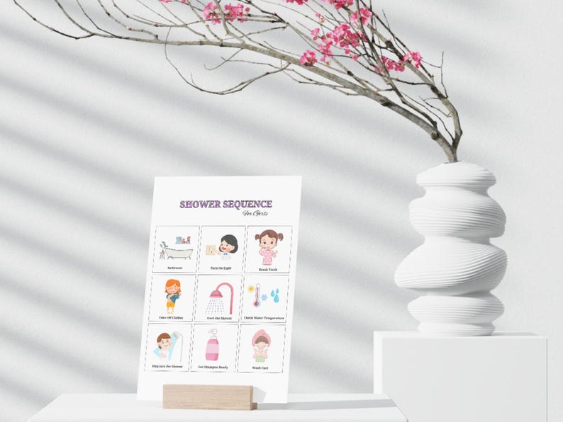 Special Needs Shower Sequence for Girls, Shower Routine Printable Chart ...