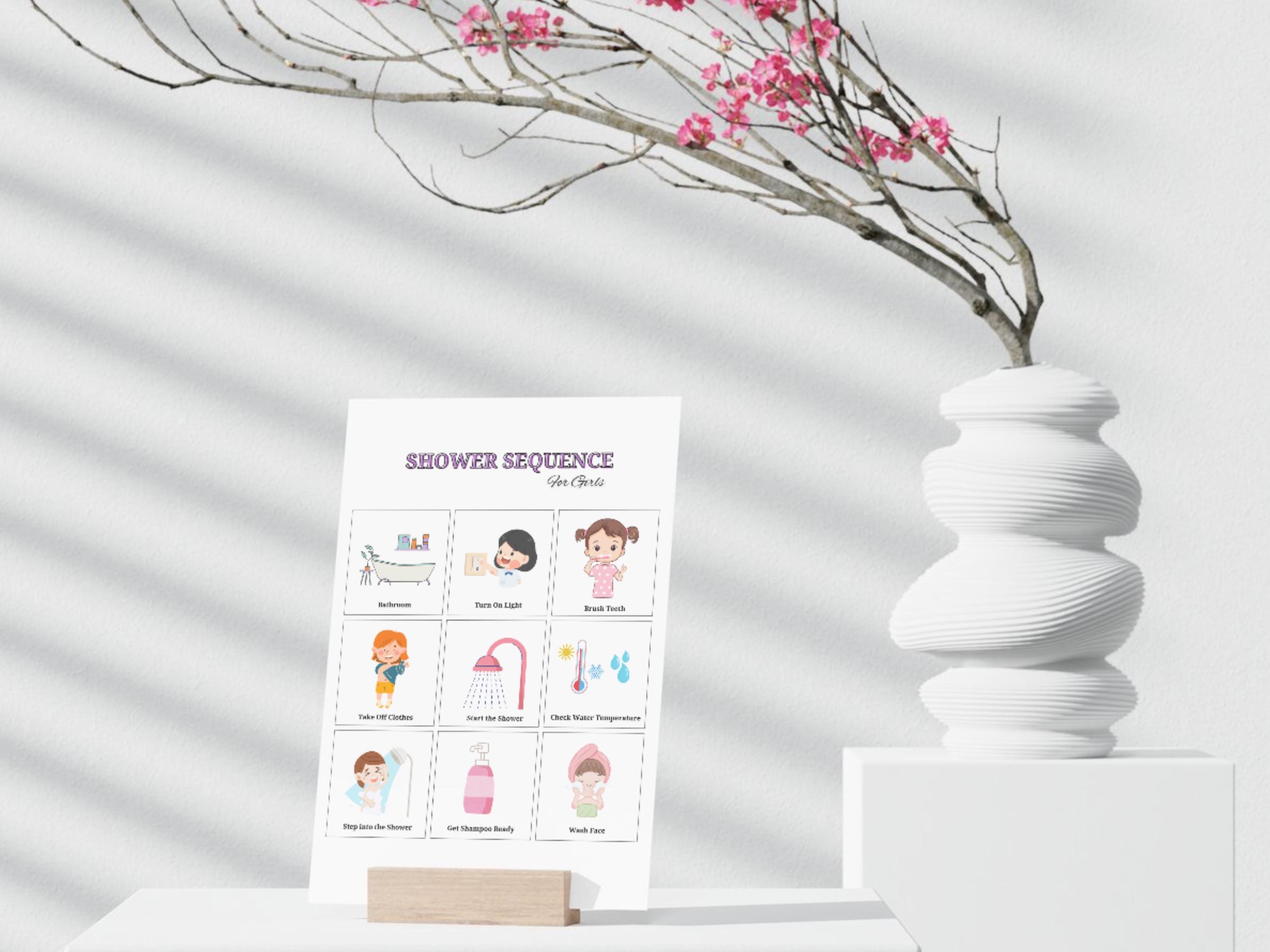 Special Needs Shower Sequence for Girls, Shower Routine Printable Chart ...